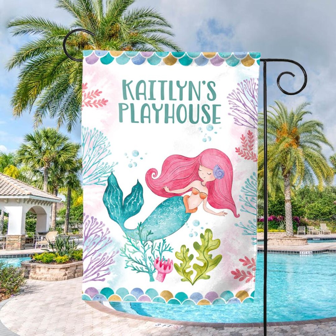 Custom Mermaid Flag, Girl Tree House Flag, S Fort Flag, S Personalized ...