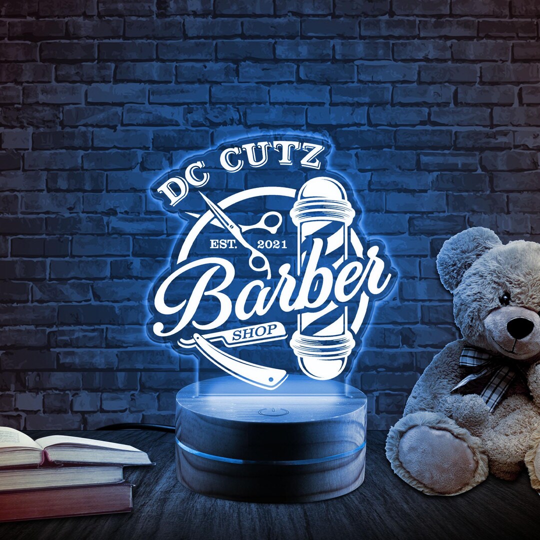 Barber Shop Light up Sign, Personalized Free, LED Night Lamp, With ...