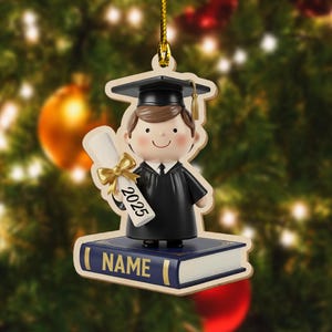 Personalized Graduation Ornament Boy or Girl With Gown Hat and Diploma ...