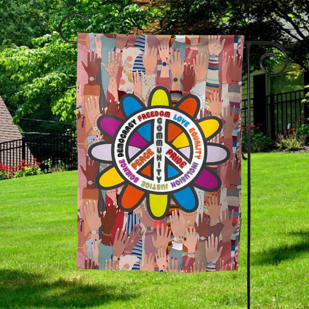 Peace Sign Garden Flag, Social Justice Flag, Community is Resistance ...