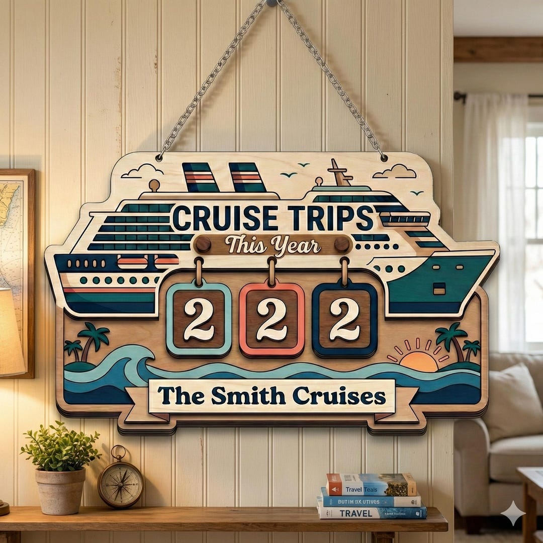 Cruise Trip Countdown Tracker Sign, Days Until Our Next Cruise Board ...