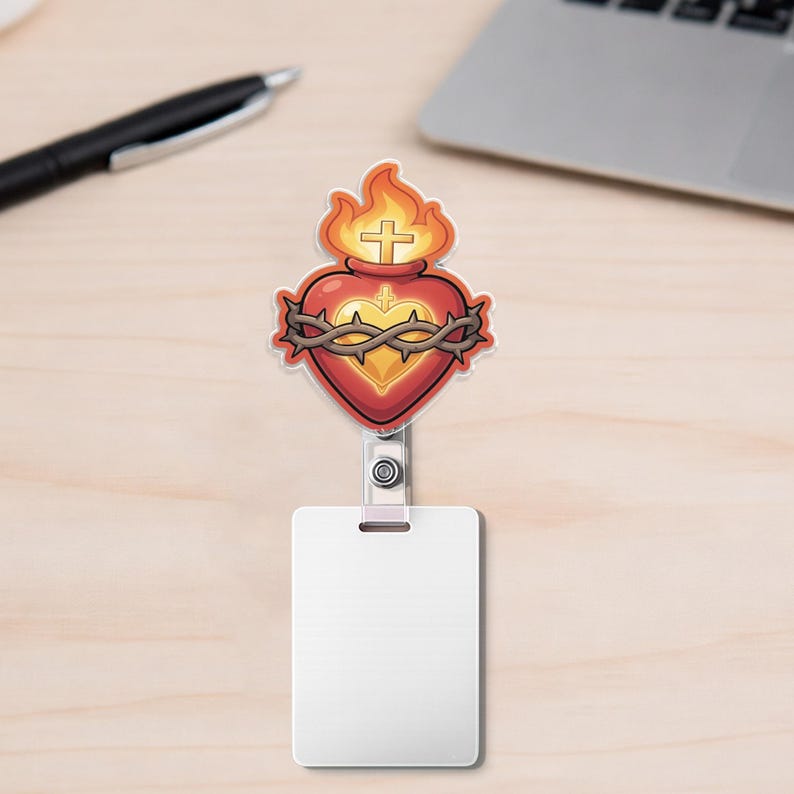 Sacred Heart Badge Reel, Catholic ID Holder for Nurse or Teacher ...