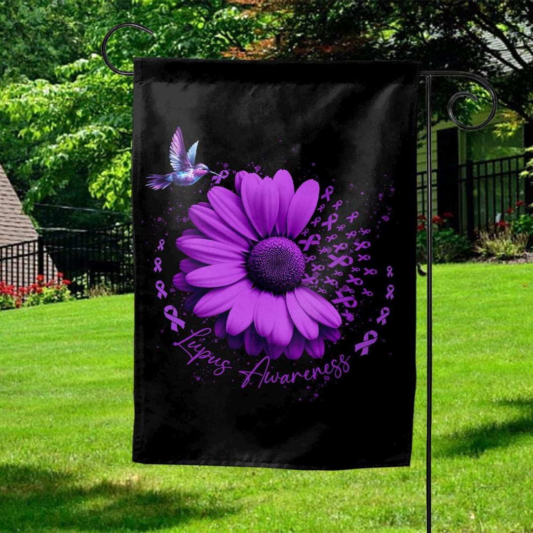 Sunflower Lupus Warrior Garden Flag, Purple Ribbon Flag, Invisible ...