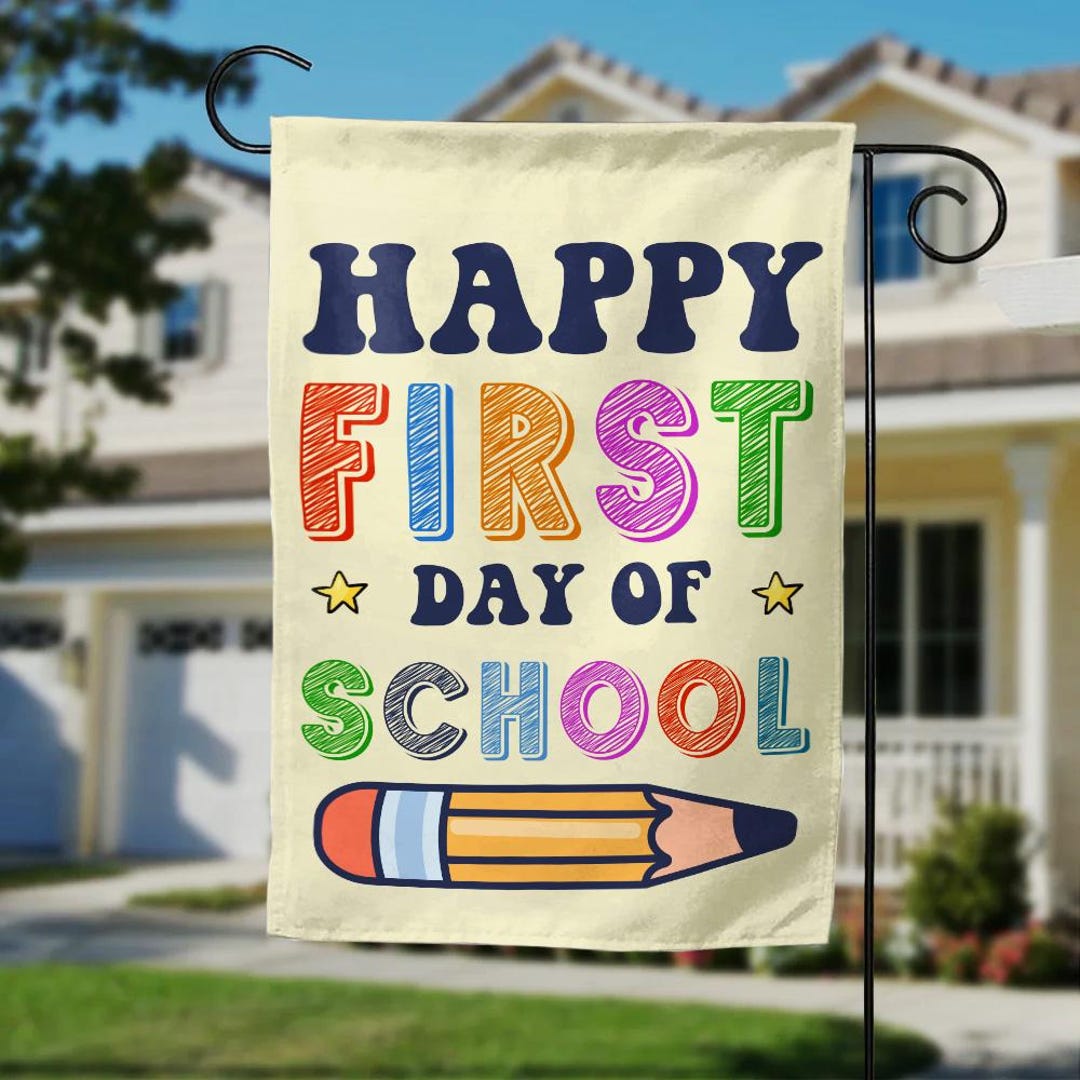 Back to School Garden Flag, Teacher Flag, First Day of School, Teacher ...