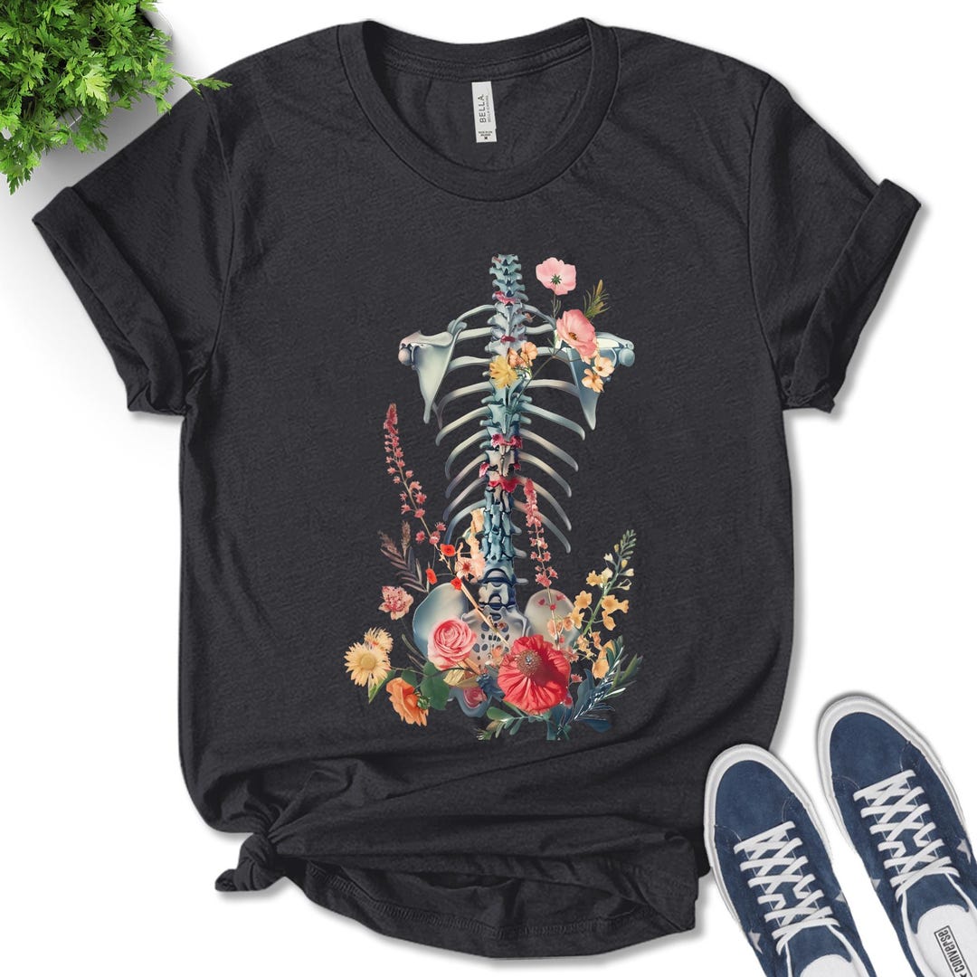 Floral Spine Anatomy Shirt, Spine Shirt, Neurosurgeon, Spine Surgeon ...