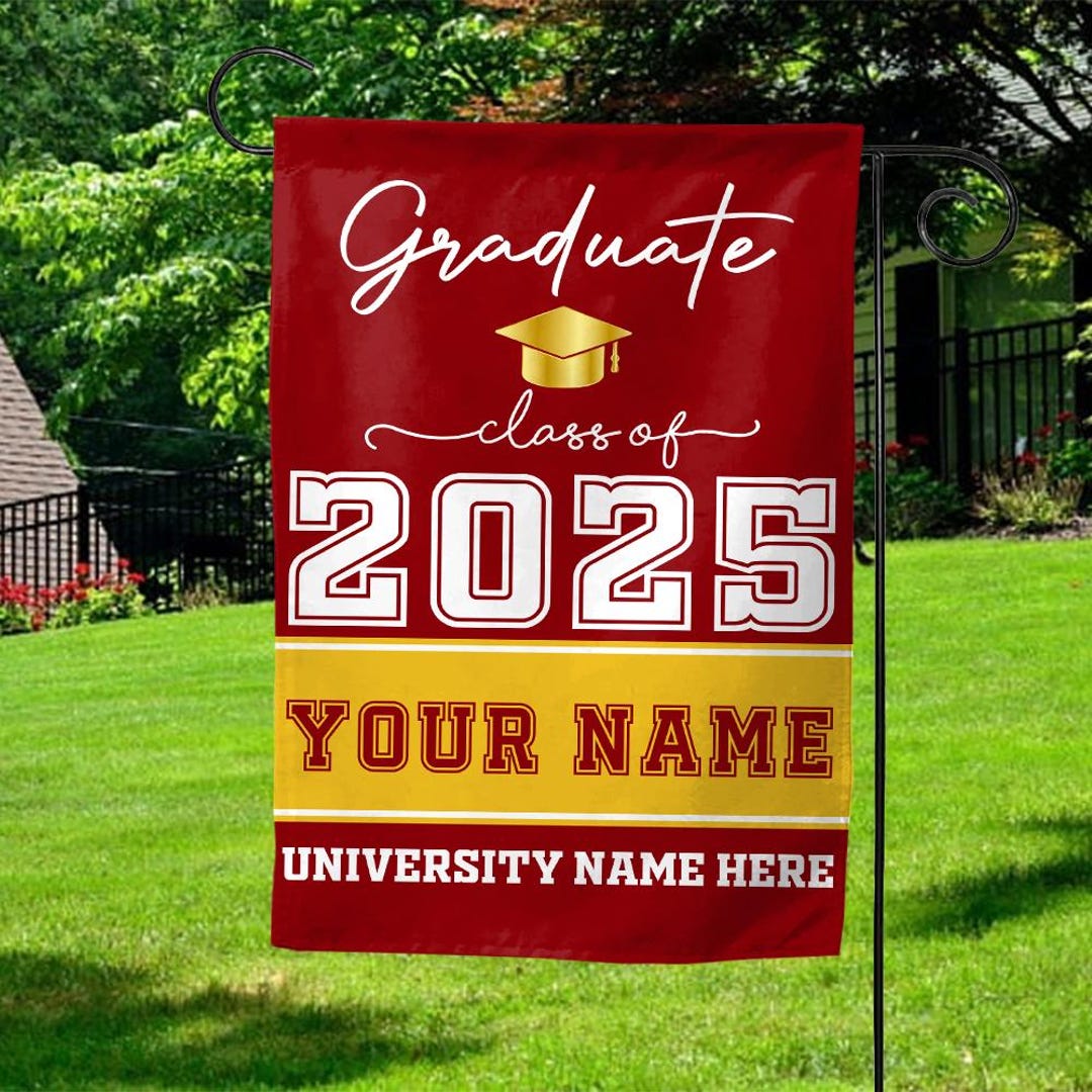 Personalized Graduation Garden Flag Custom Name School Name Flag