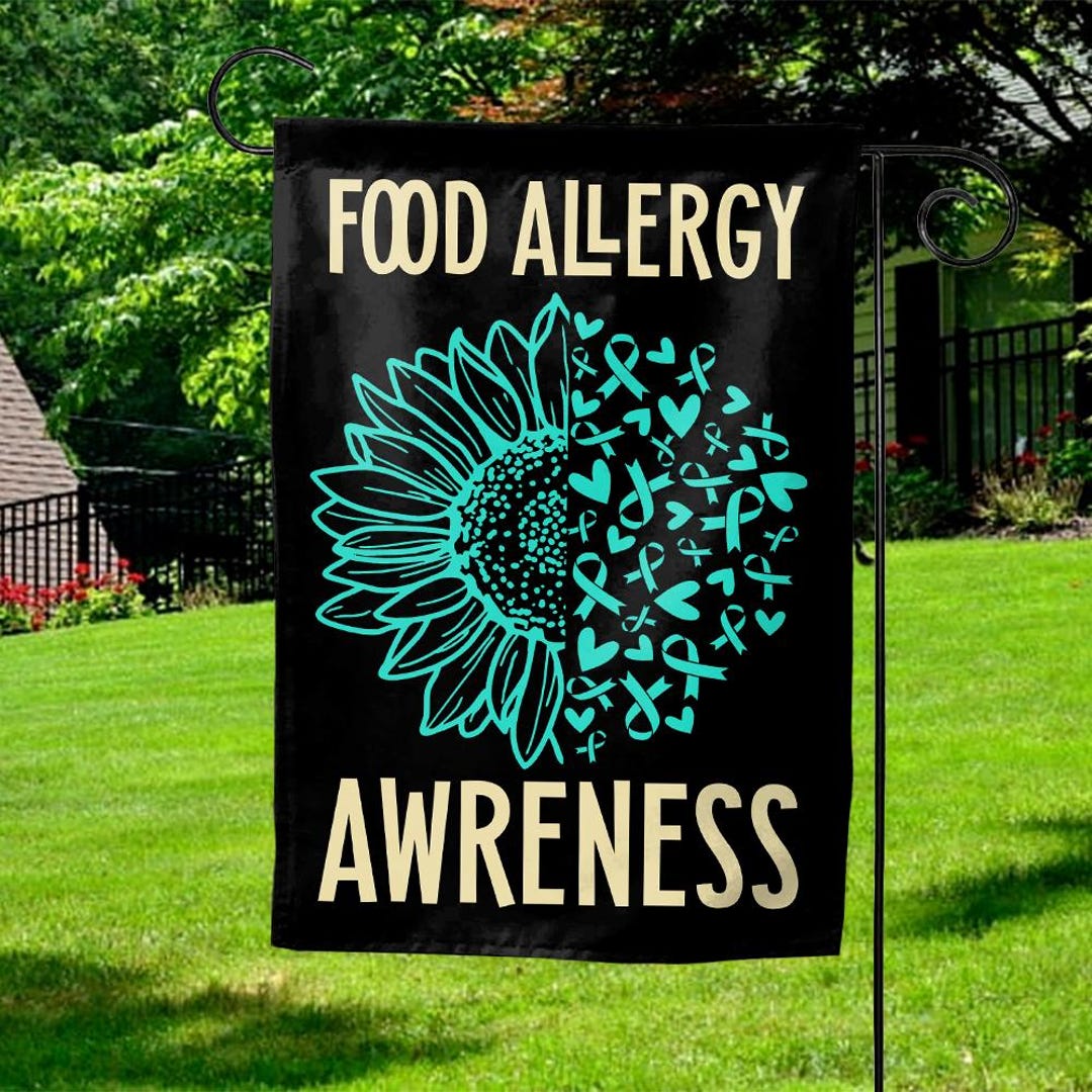 Food Allergy Grey Ribbon Garden Flag, Food Allergy Awareness Flag ...