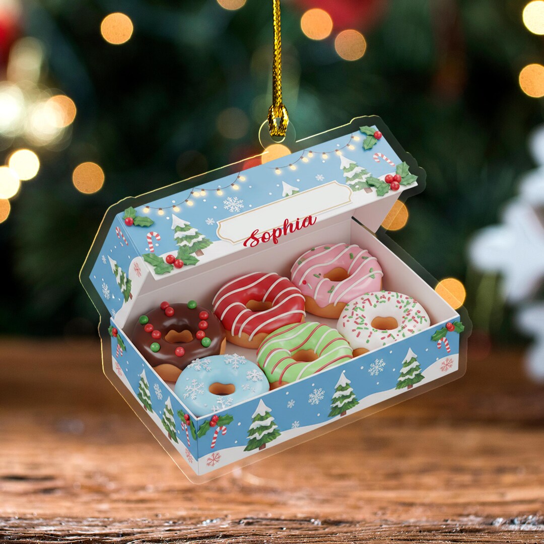 Donut Box Christmas Ornament, Personalized Sweet Treat Decor, Donut ...