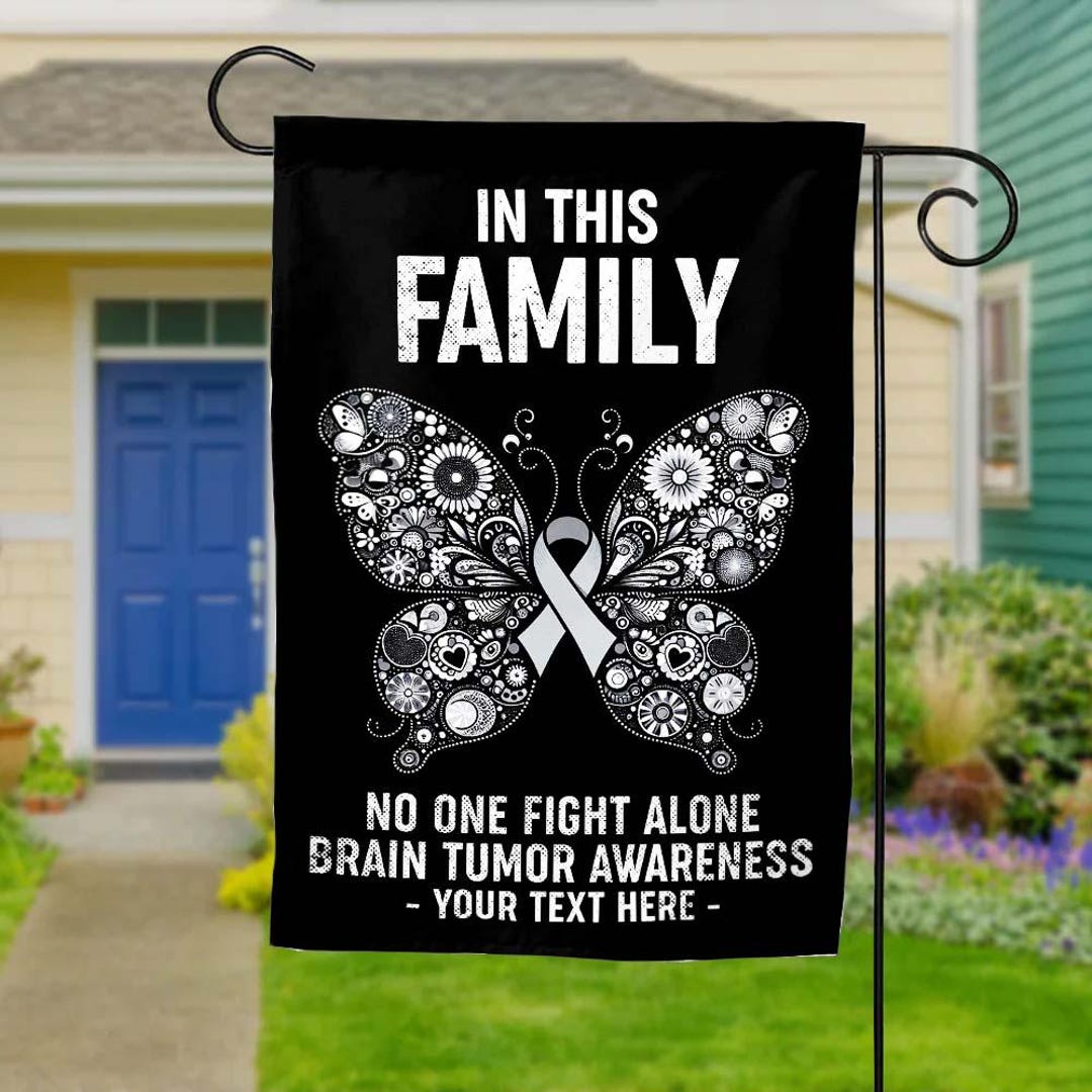 Butterfly Brain Tumor Awareness Garden Flag, Double-sided, Brain Cancer ...