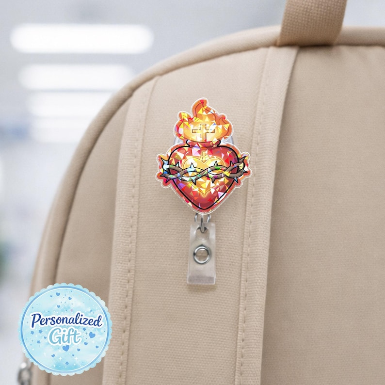 Sacred Heart Badge Reel, Catholic ID Holder for Nurse or Teacher ...