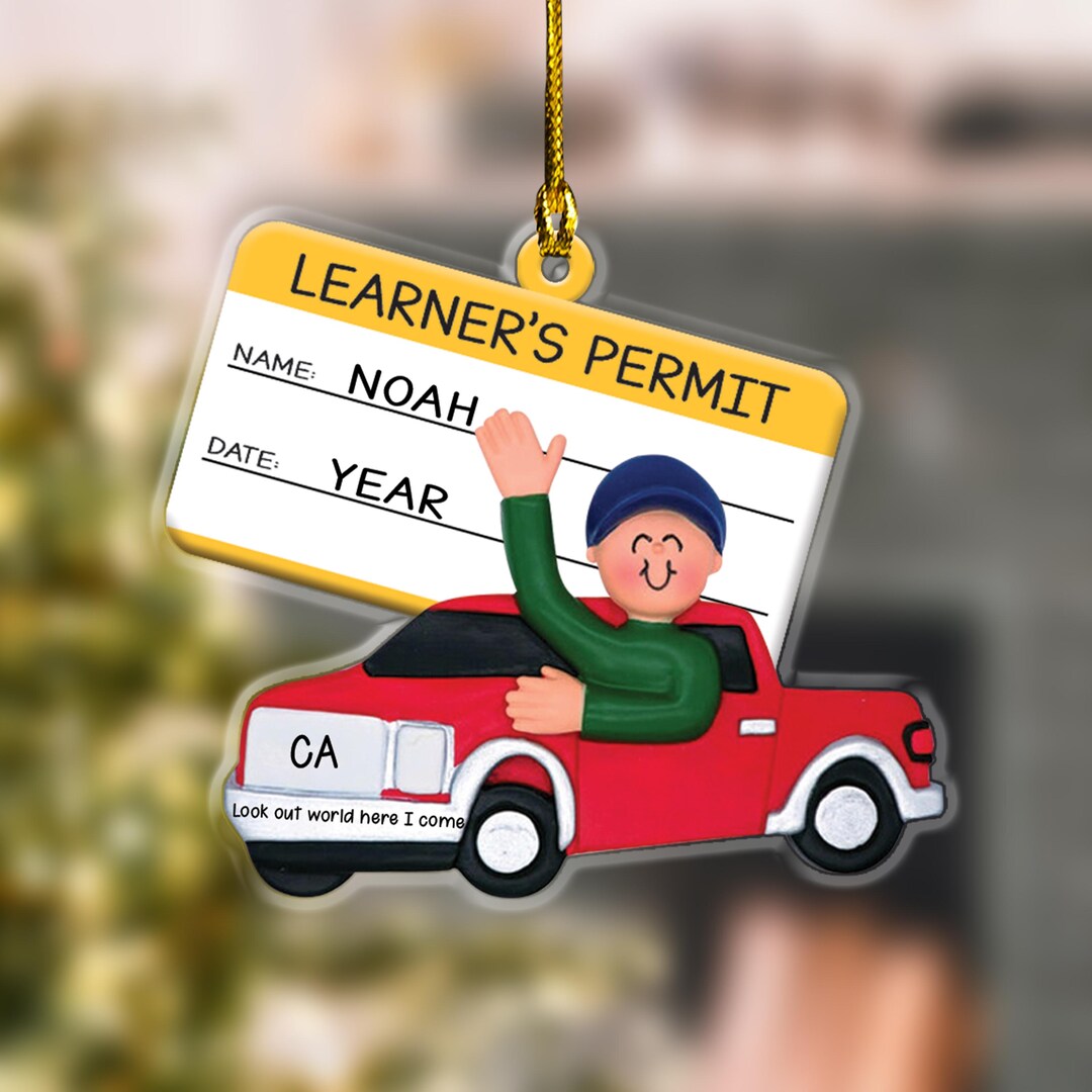 Male Driver Learner's Permit Personalized Christmas Ornament- Learner's ...
