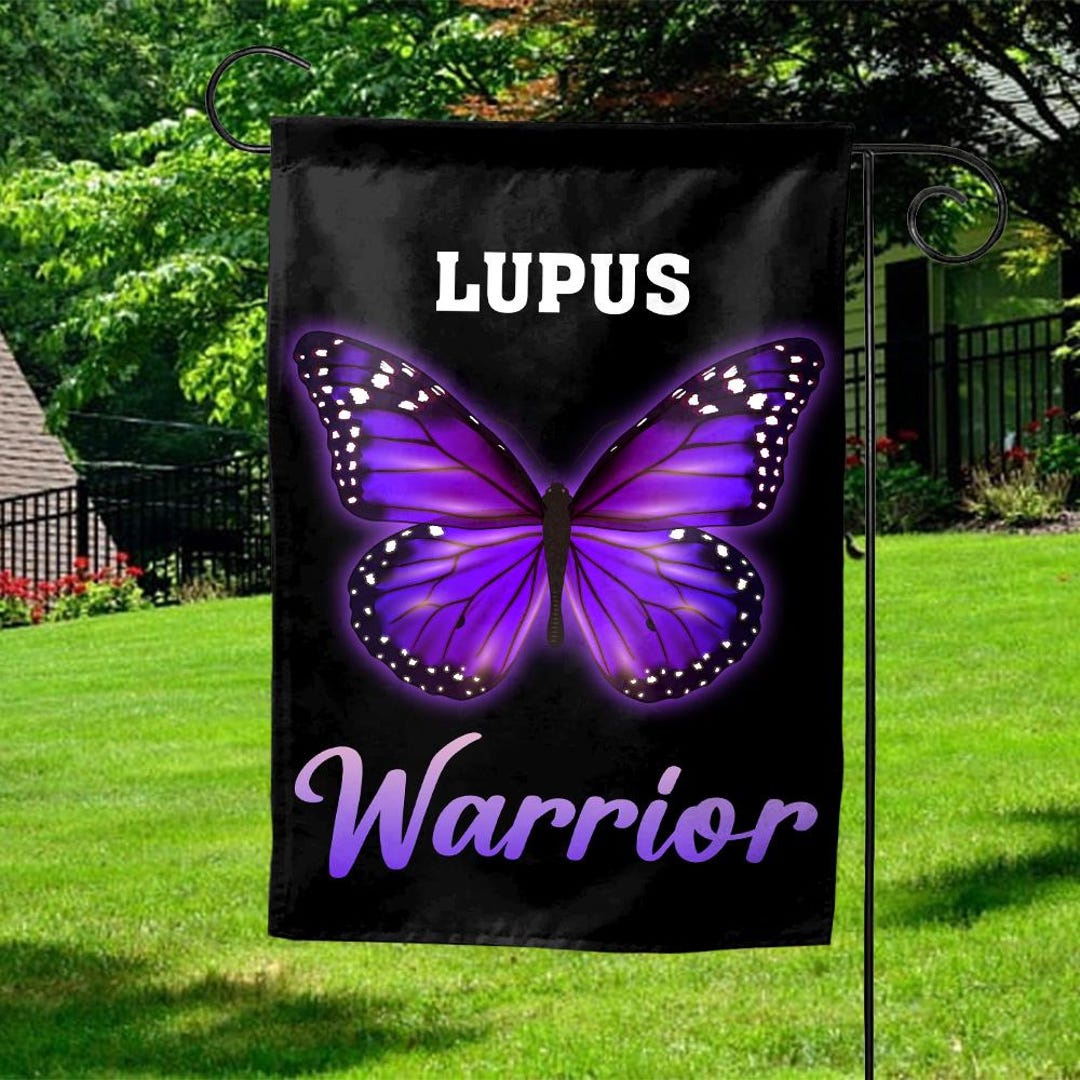 Lupus Purple Butterfly Garden Flag, Double-sided Lupus Awareness Flag ...