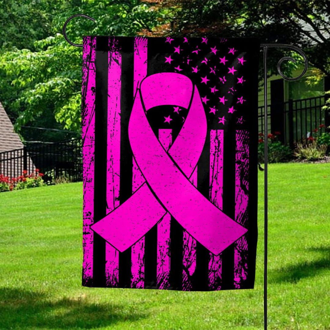Breast Cancer Awareness Garden Flag Decor, Pink Ribbon, Cancer ...