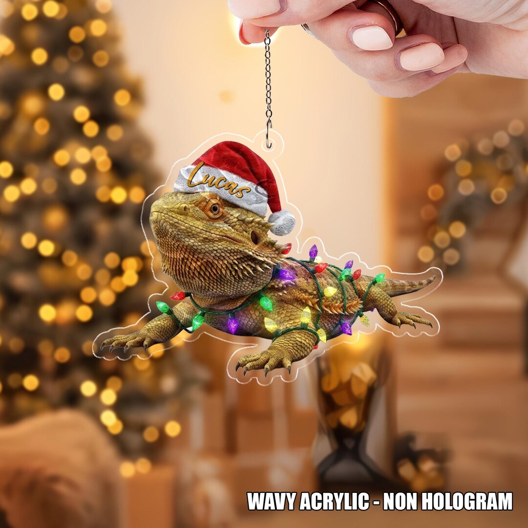 Custom Name Leopard Gecko Christmas Ornament, Bearded Dragon Ornament ...