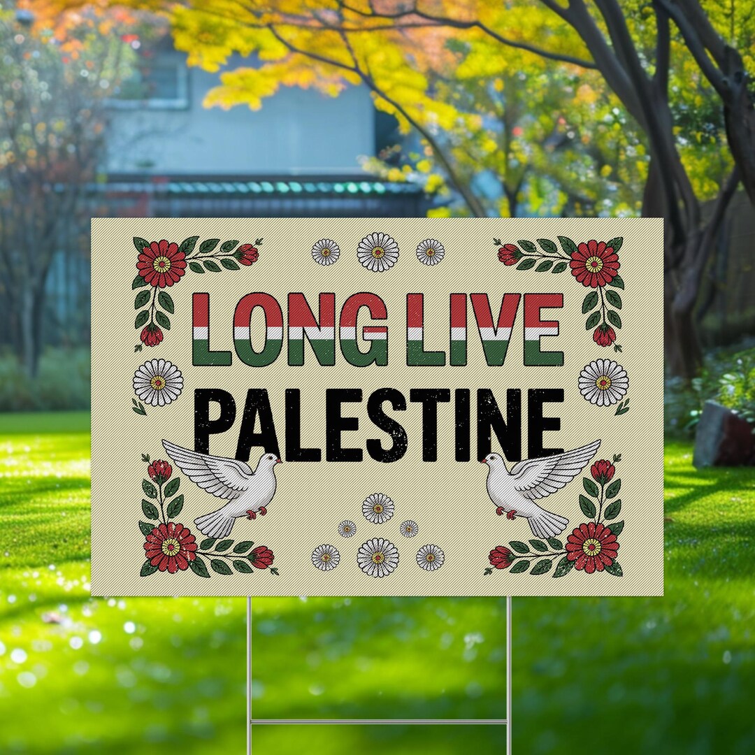 Free Palestine Yard Sign With Metal H-stake, Watermelon Doves Garden ...