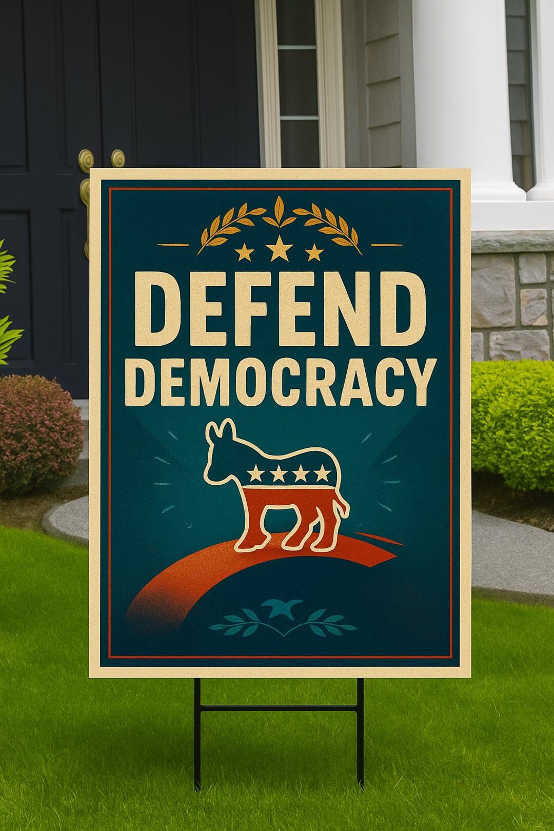 Defend Democracy Yard Sign With H Stake, Democrat Sign, Defend ...
