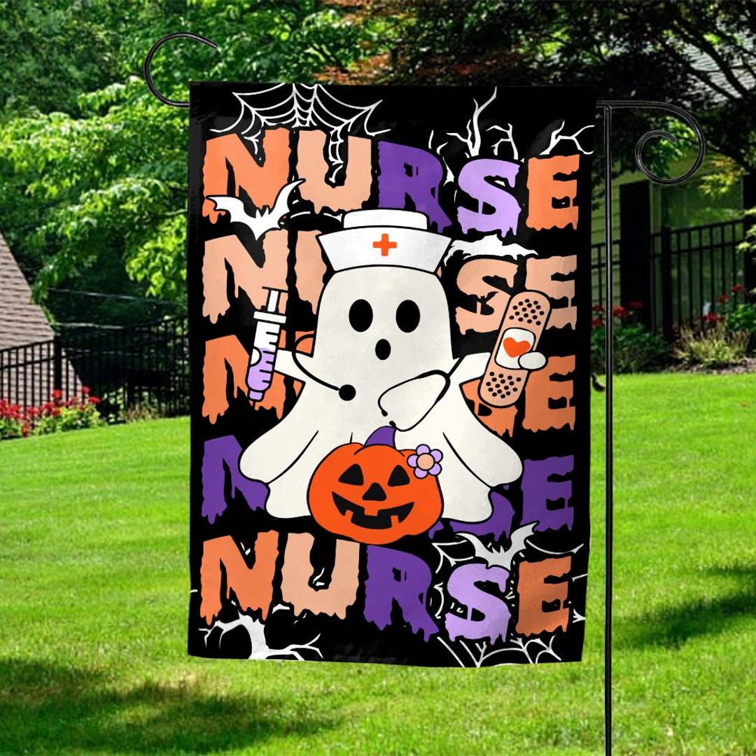 Halloween Nurse Garden Flag, Halloween Nursing Flag, Nurse Fall Flag ...