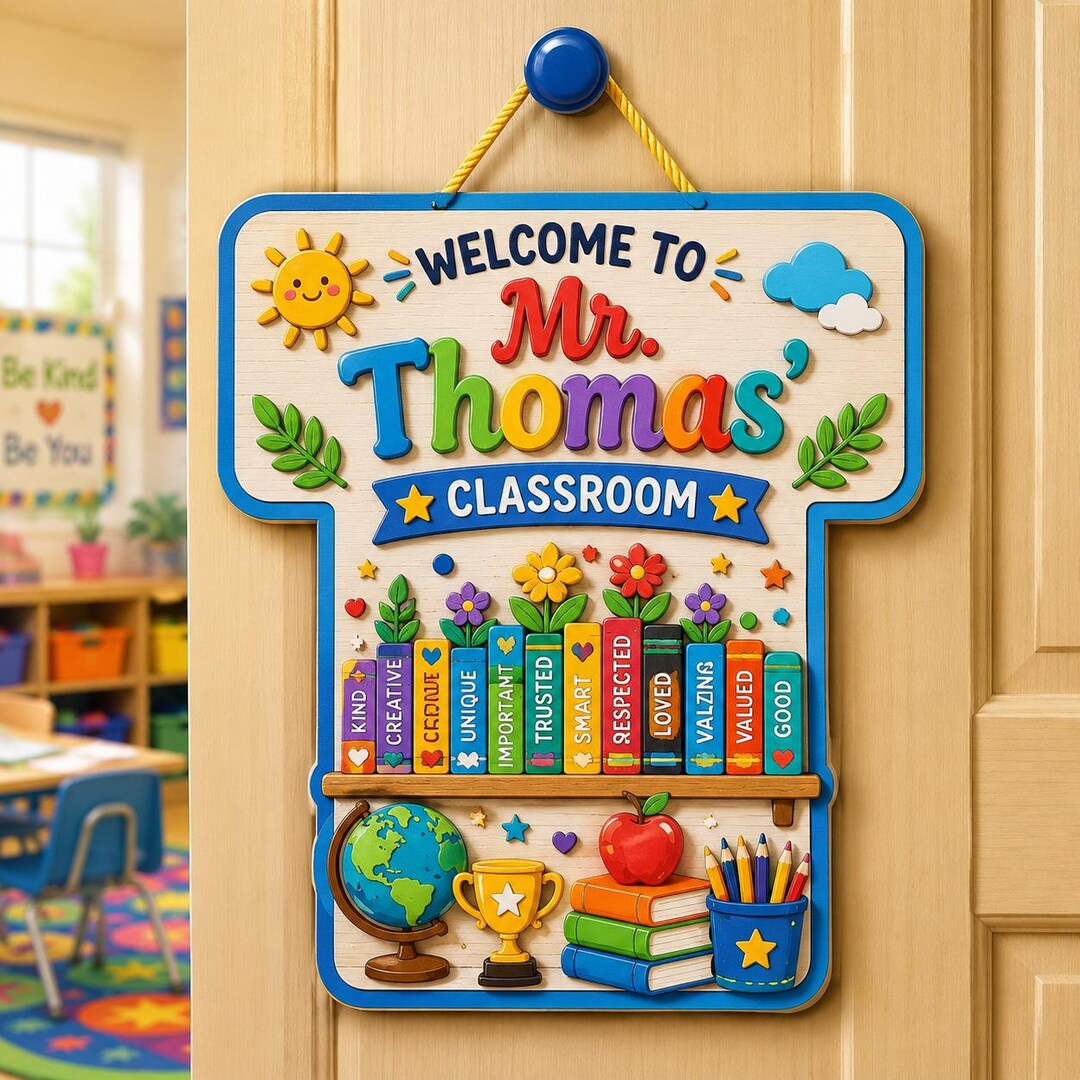 Personalized Teacher Door Sign, Custom Name Wood Letter Personalized ...