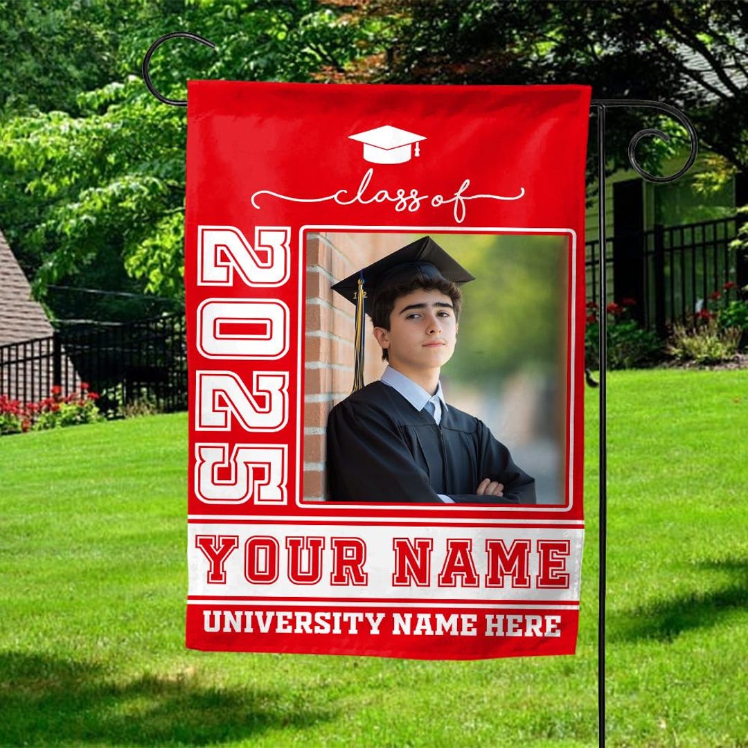 Personalized Graduation Garden Flag With Photo Name School Name