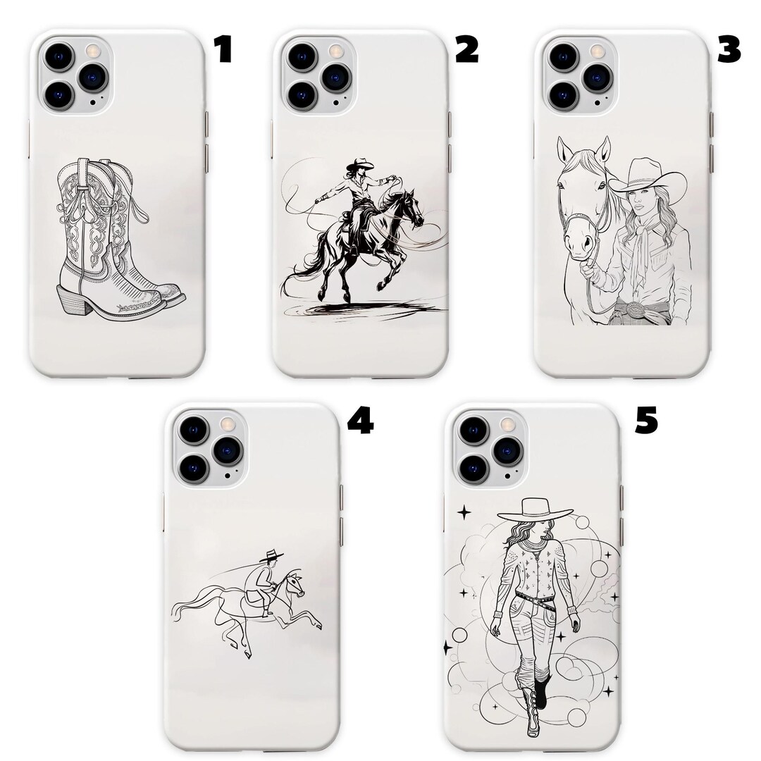 Cowboy Phone Case Rodeo Line Art Cute Cover Fit for iPhone 15 14 13 12 ...