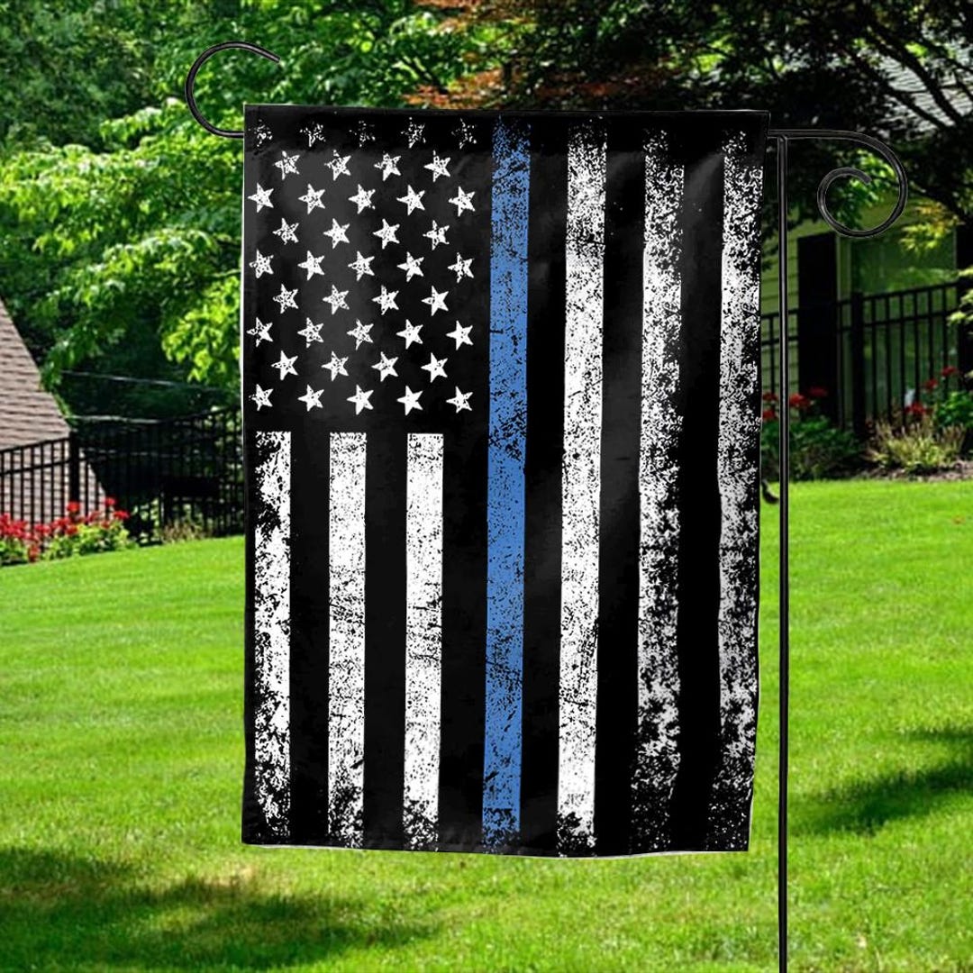 Thin Blue Line Garden Flag, Garden Flag for Police, Blue Lives Matter ...