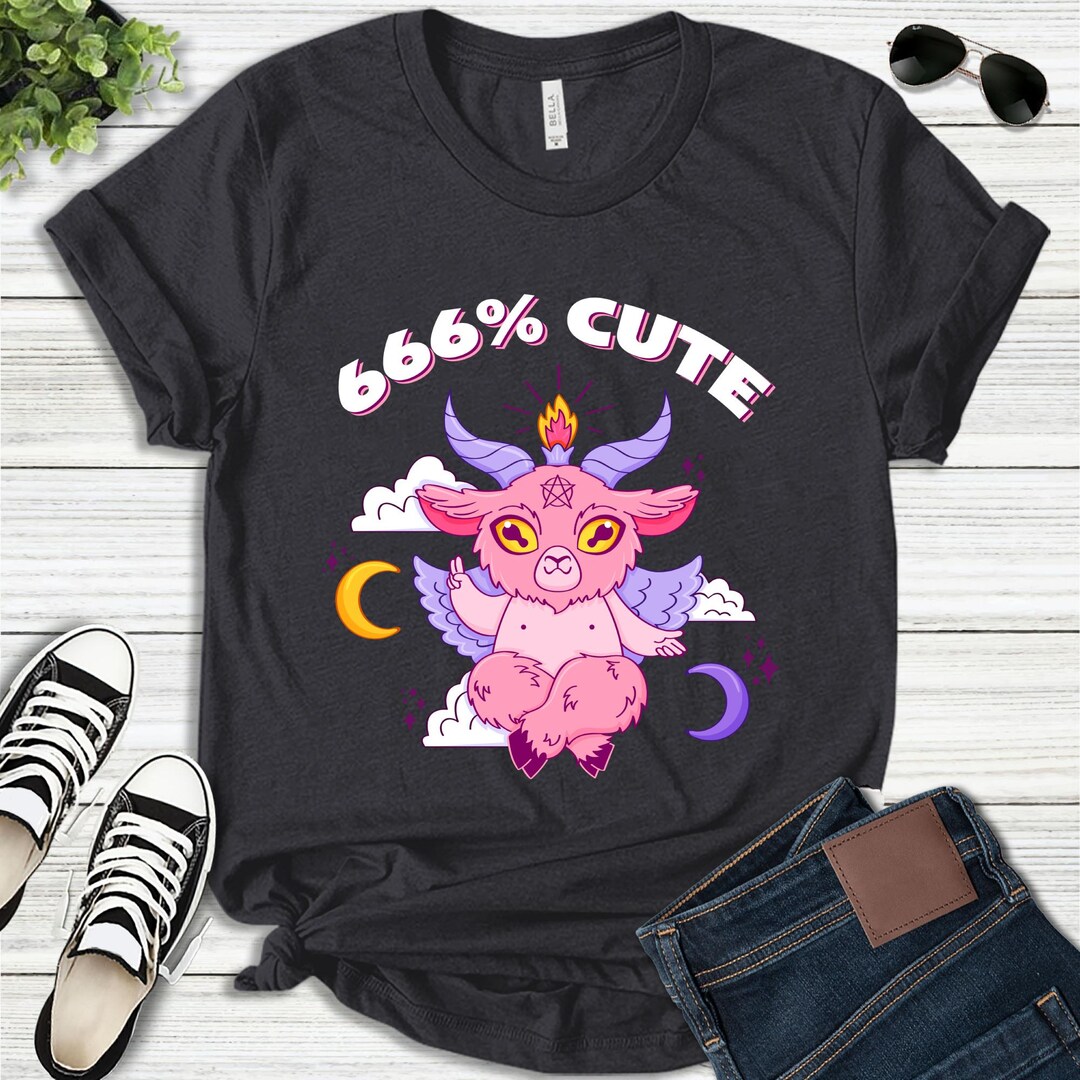 666% Cute Satanic Goat Shirt, Baphomet Pentagram Satan Faith Shirt ...