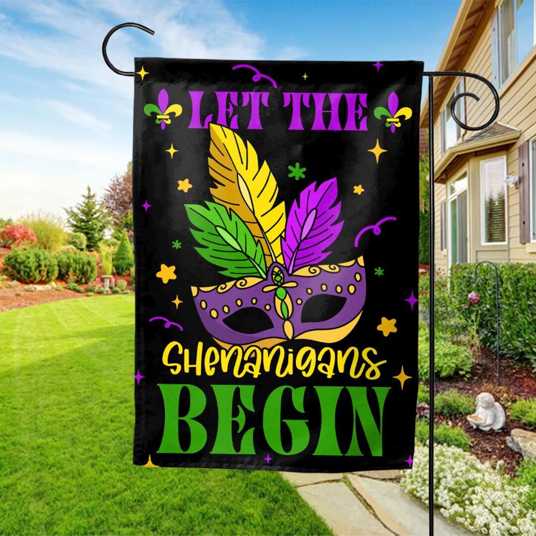 Let the Shenanigans Begin Jester, Funny Mardi Flag, Carnival Mardi Gras ...