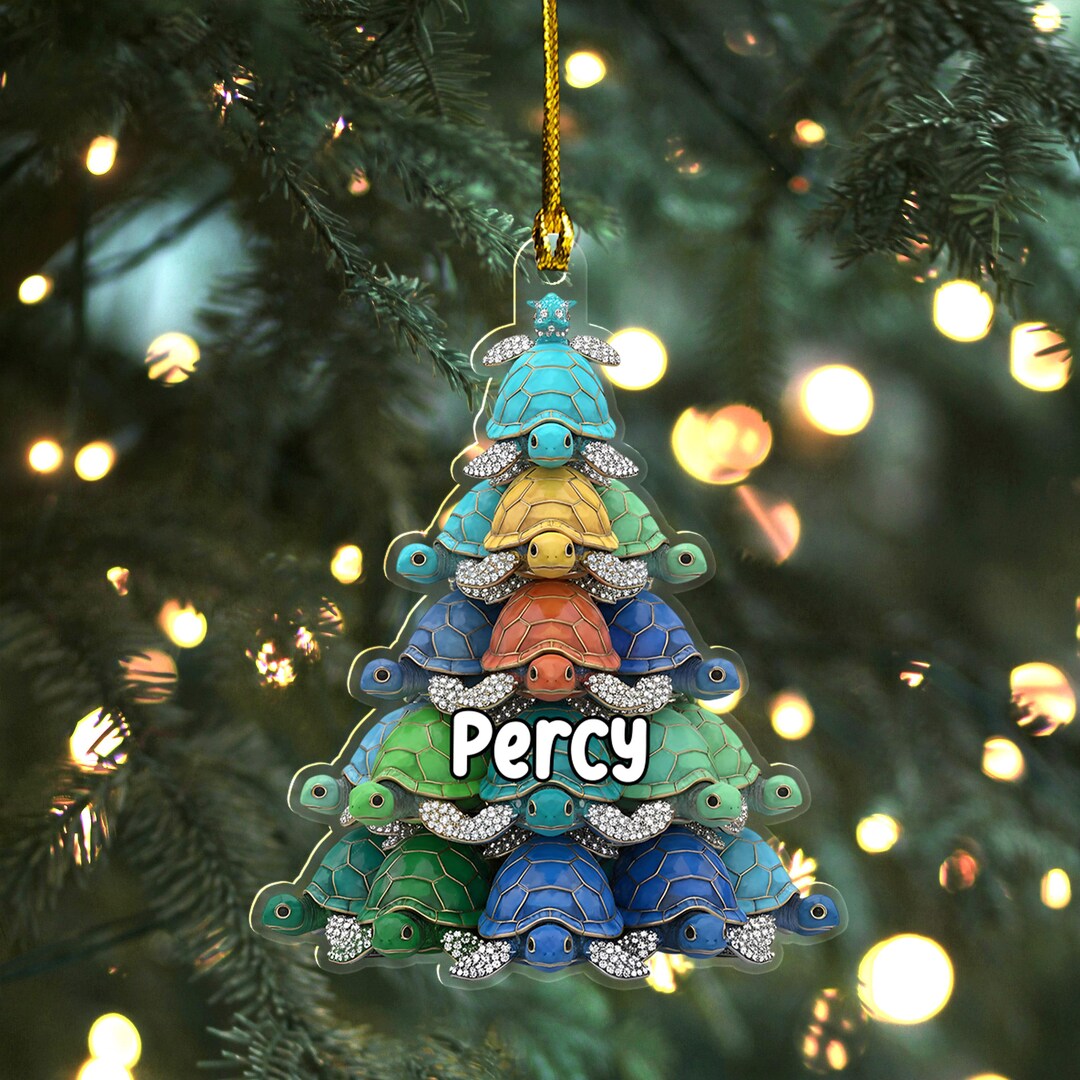 Sea Turtle Family Christmas Tree Ornament, Beach Inspire Xmas Gift for ...