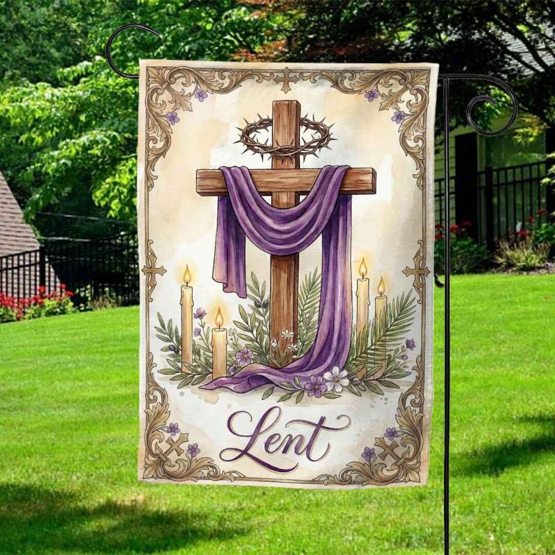 Lent Season Christian Religious Stained Glass Flag, Easter Garden Flag ...