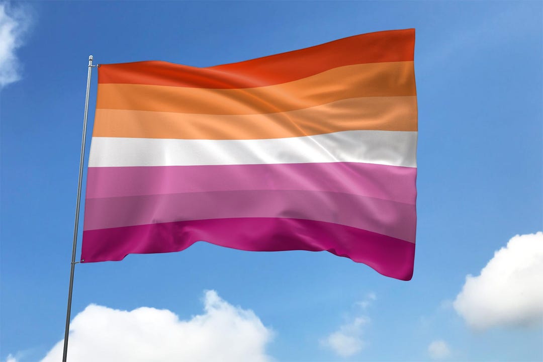 Lesbian Sunset House Flag, Rainbow Pride Lesbian Gay Transgender House ...