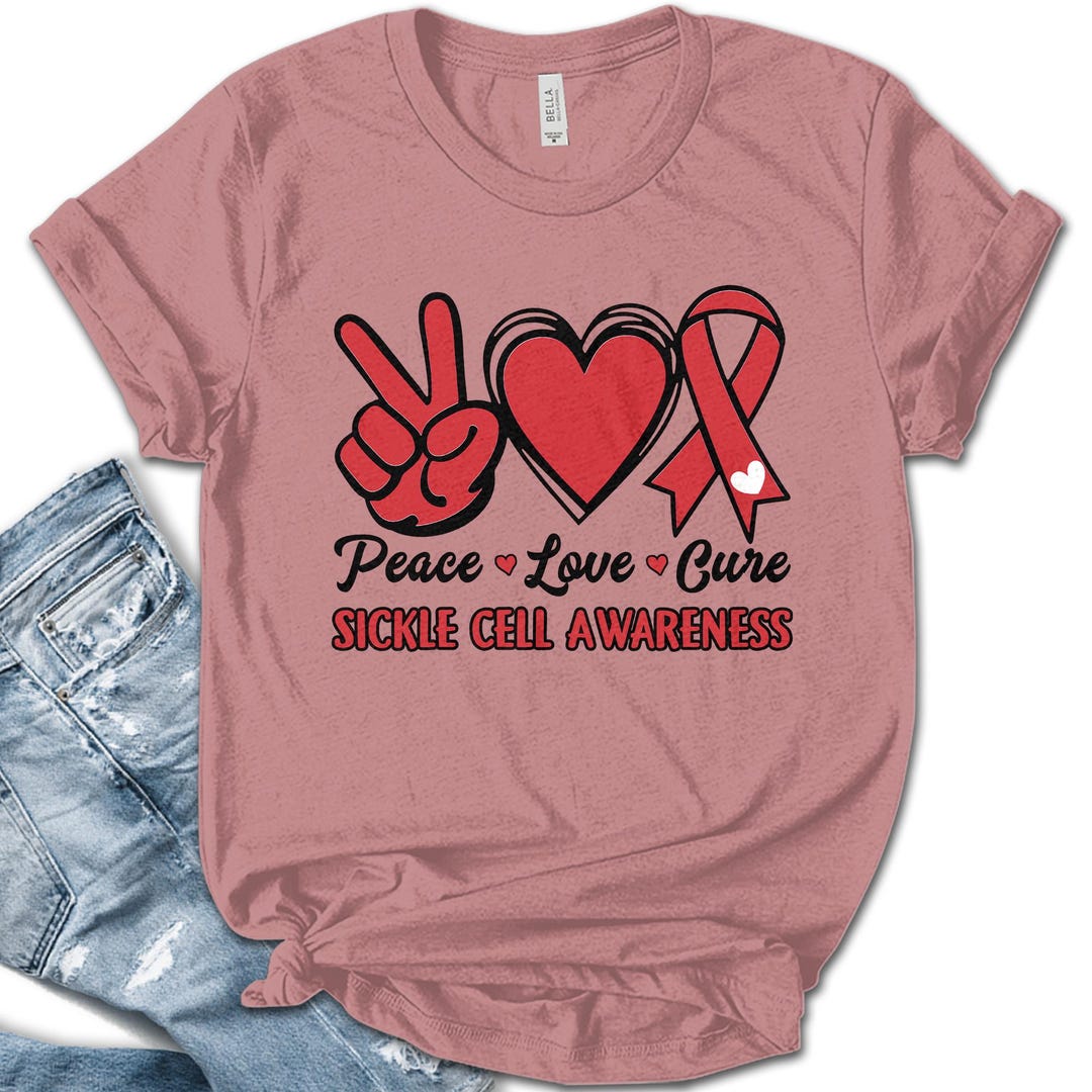 Sickle Cell Awareness Shirt, Peace Love Cure Sickle Cell Shirt, Anemia ...