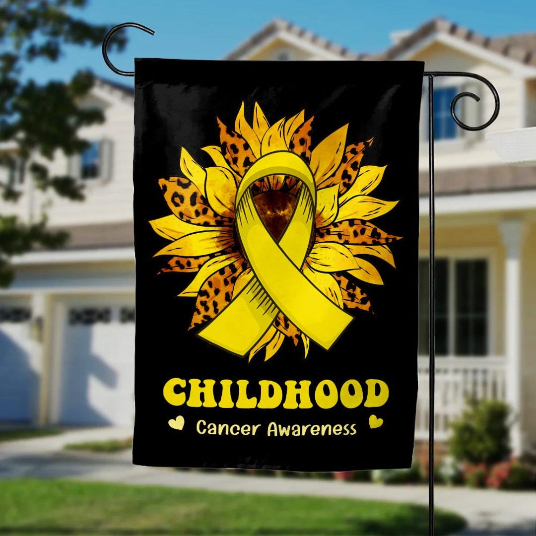 Childhood Cancer Awareness Sunflower Garden Flag, Gold Ribbon Flag ...
