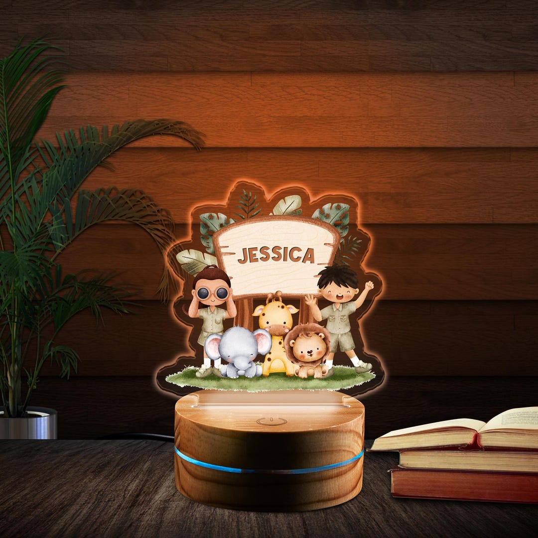 Customized Safari Animals Night Light/baby Led Light/personalized 3D ...