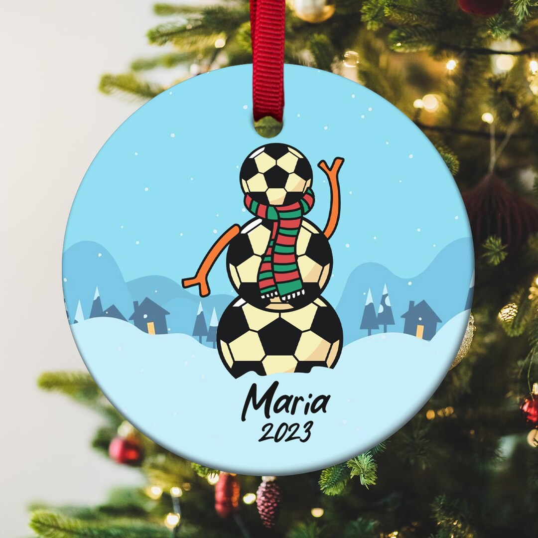 Personalized Soccer Snowman Ornament, Football Christmas Ornament ...