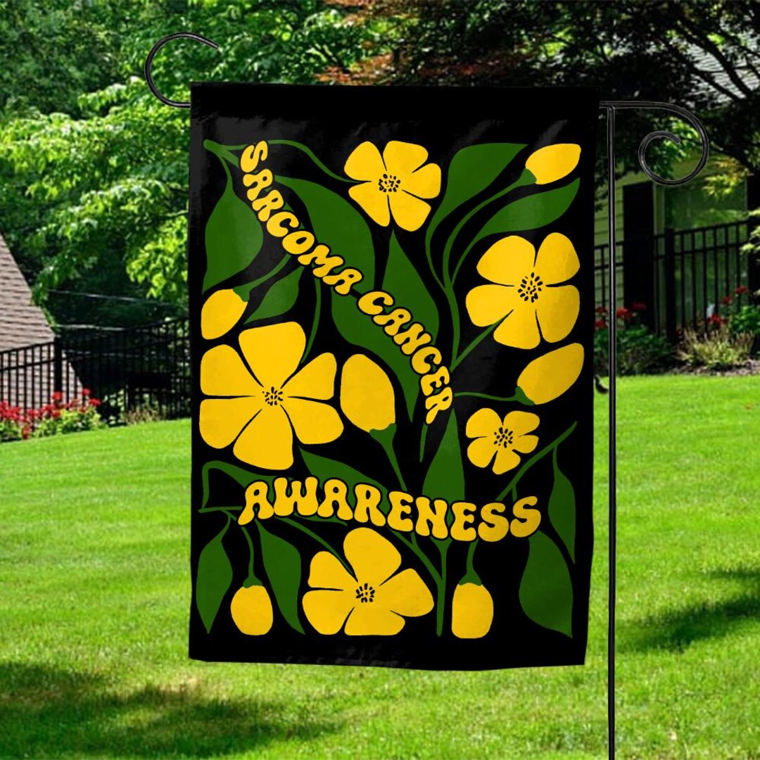 Sarcoma Awareness Flag/subtle Floral Yellow Ribbon Garden/bone Cancer ...