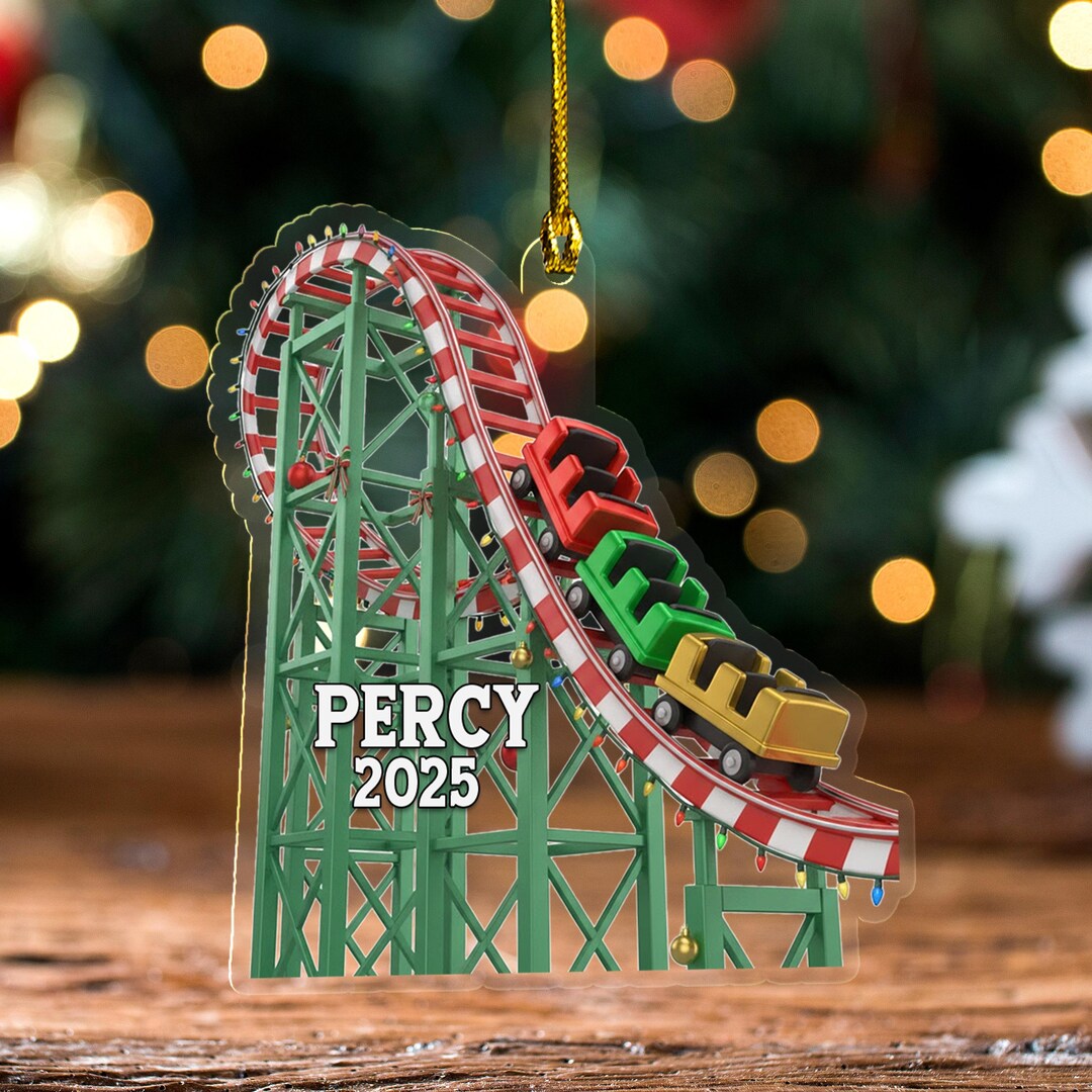 Personalized Name Roller Coaster Xmas Ornament, Roller Coaster Ornament ...