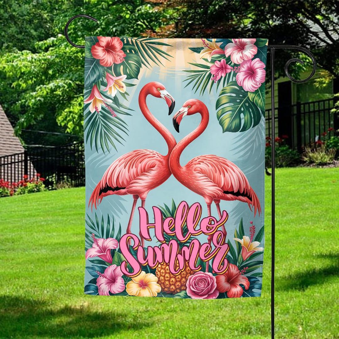 Hello Summer Tropical Flamingos Flag/welcome to Our Pool Flag/life is ...