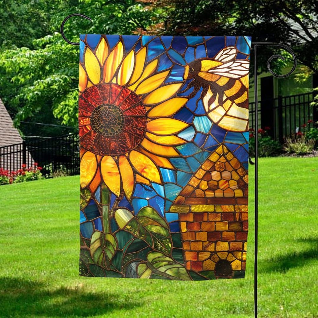Bee Hive Garden Flag, Summer Garden Flag, Sunflower Flag, Yard Decor ...