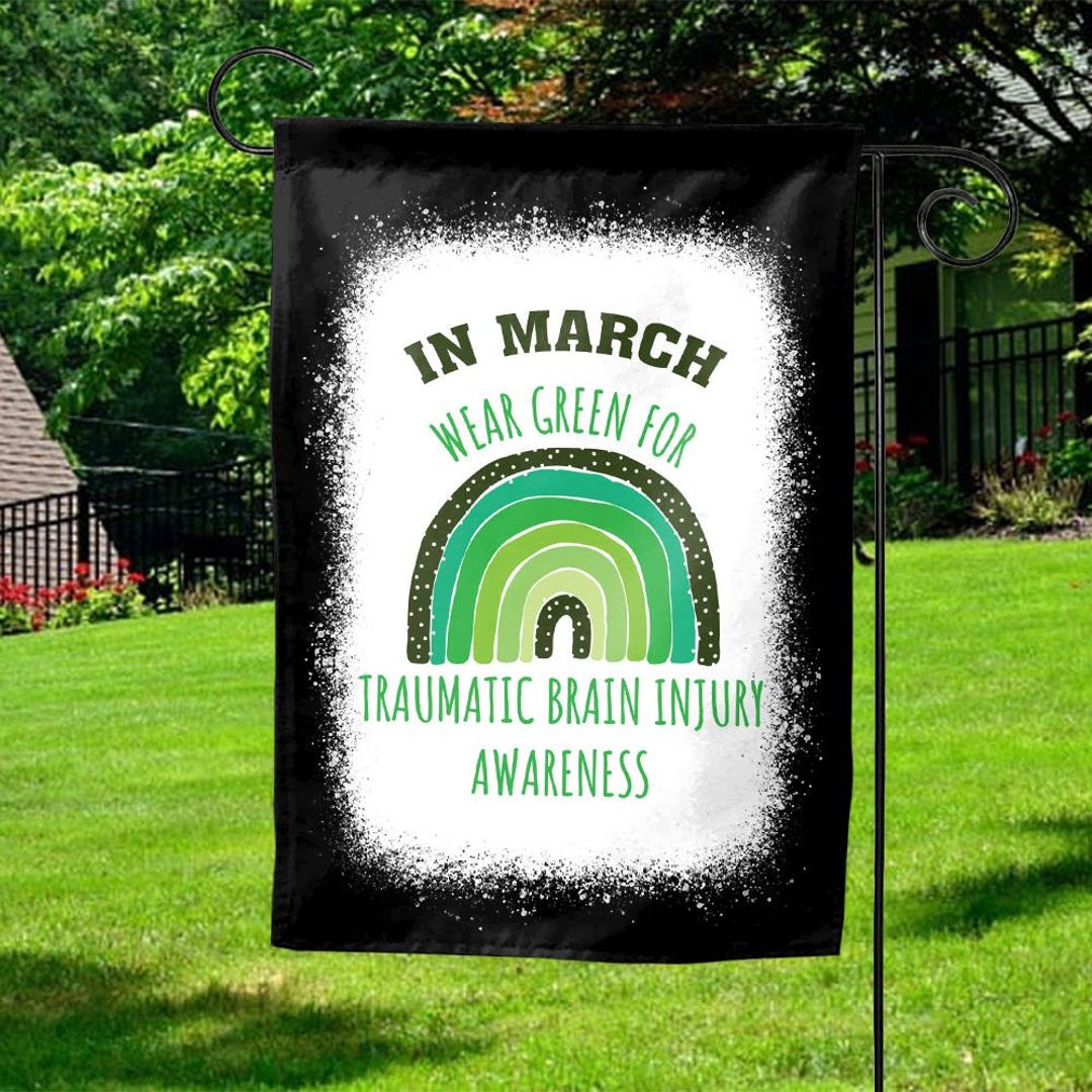 Traumatic Brain Injury Awareness Garden Flag, Double-sided Green Ribbon ...