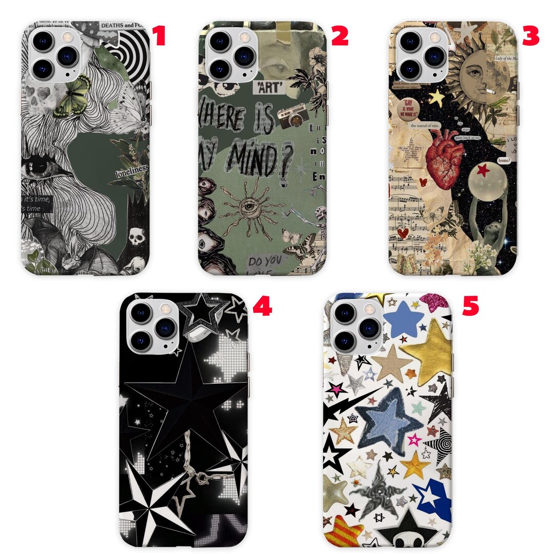 Mood Board Weird Phone Case Art Collage Y2k Stars, Phone Cases for ...