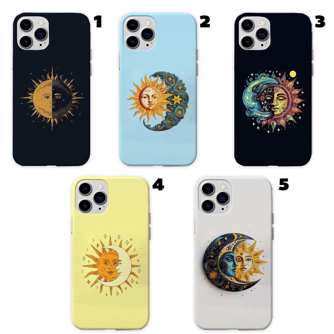 Sun and Moon Phone Case Sky Stars Cover Fit for iPhone 15 Pro Max, 14 ...