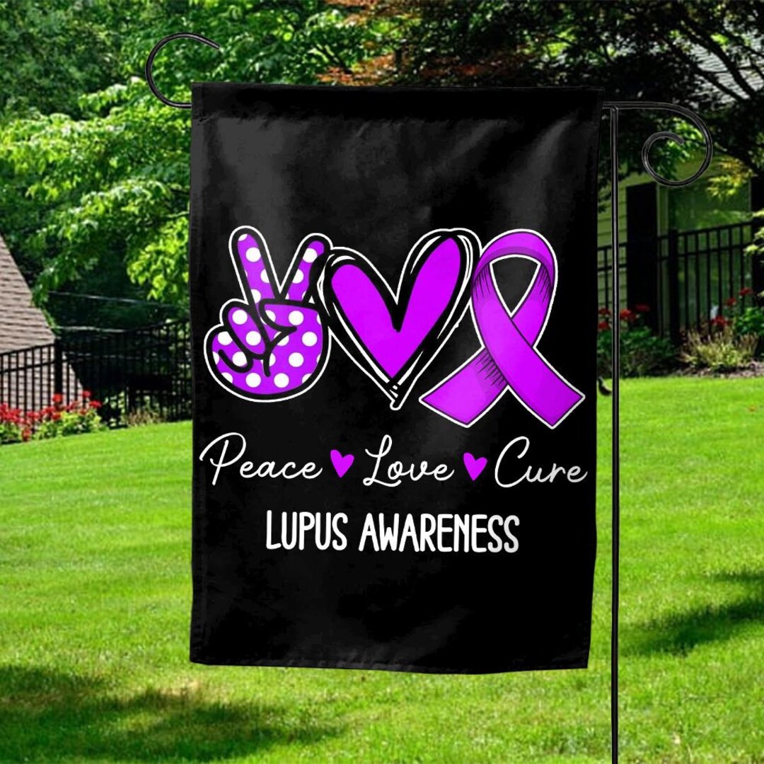 Peace Love Cure Lupus Awareness Garden Flag, Double-sided Lupus Support ...