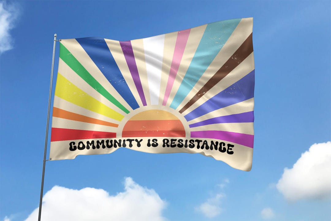 Community is Resistance Anti Maga Flag Anti Fascism LGBTQIA Progress ...