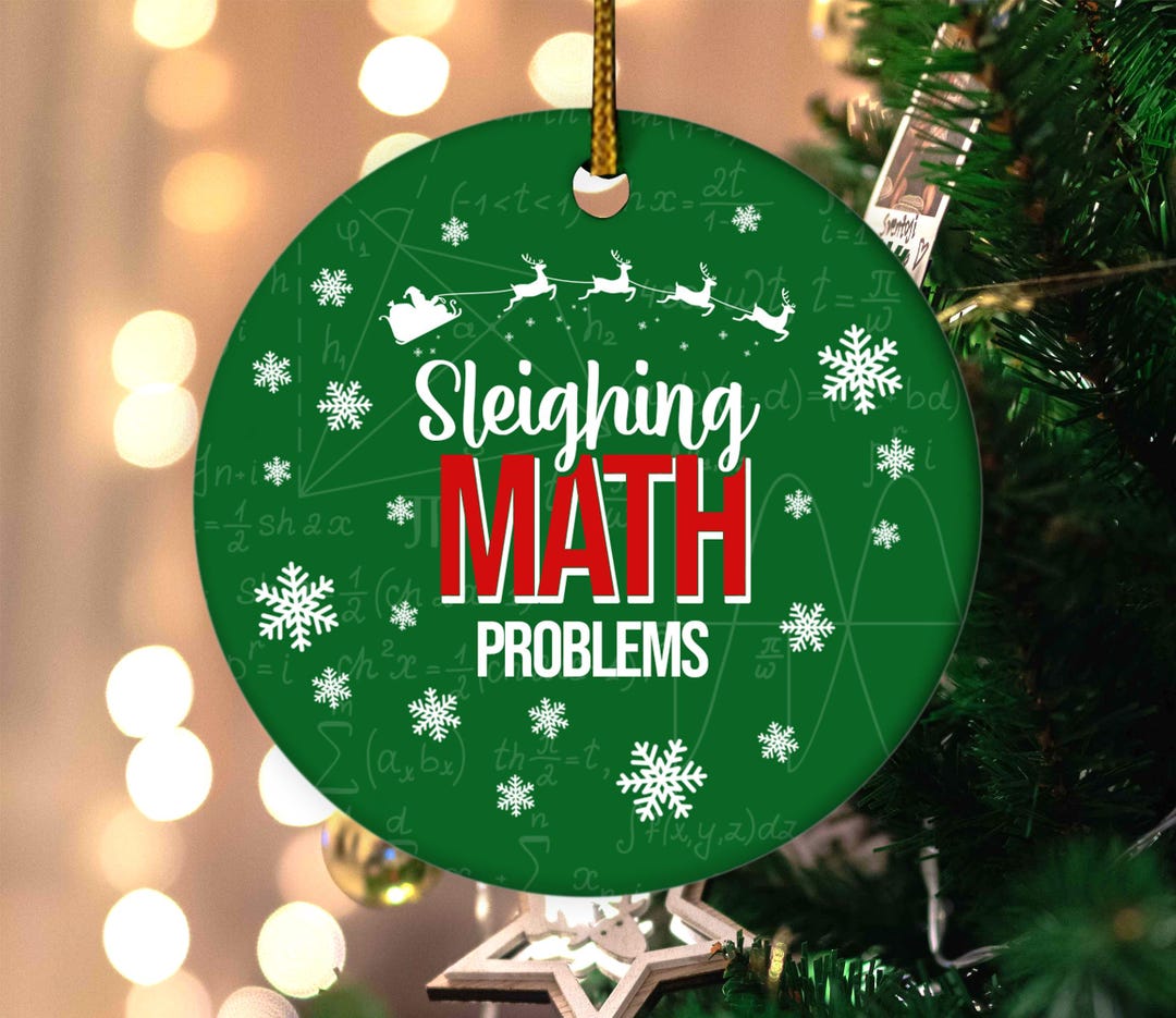 Sleighing Math Problems Teacher Santa Ceramic Ornament, Math Teacher ...