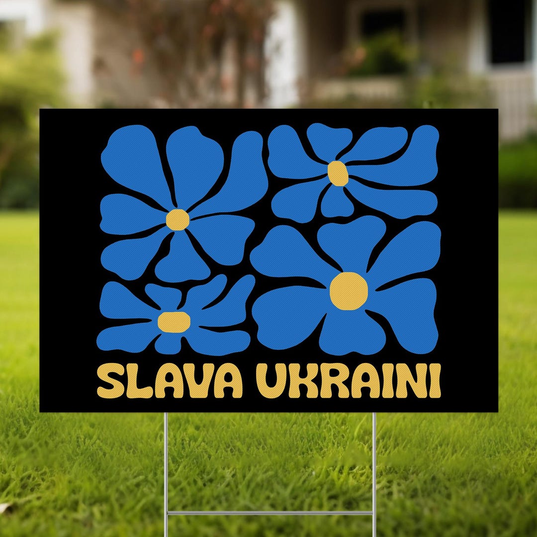 Slava Ukraini I Stand With Ukraine Zelynsky Yard Sign With Metal H ...