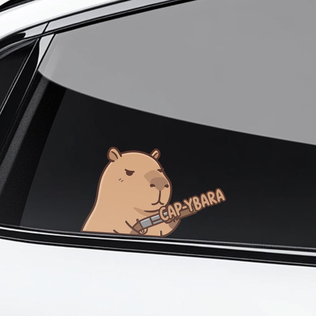 Capybara Peeker Peeking Car Window Decals - Bumper Waterproof Stickers ...
