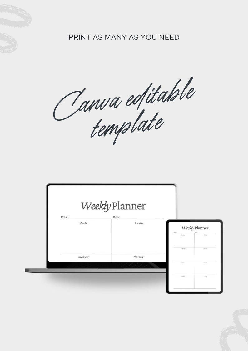 Minimalist Weekly Planner A5 | Printable Digital Template | One Page ...