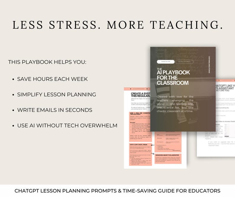 AI Classroom Playbook for Teachers – Chatgpt Lesson Prompts, Time ...