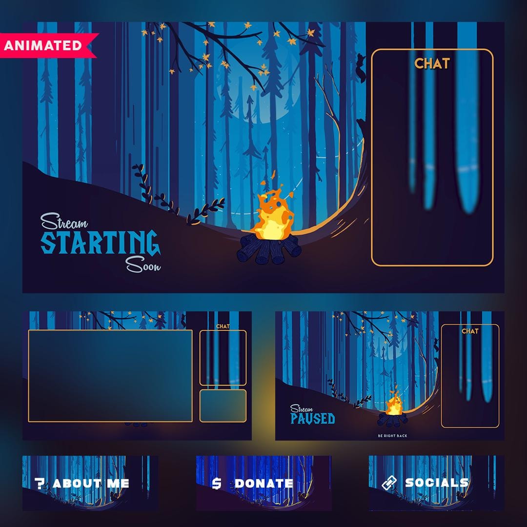 Animated Sukoon Cozy Stream Overlay Package for Twitch, Youtube, OBS - Etsy