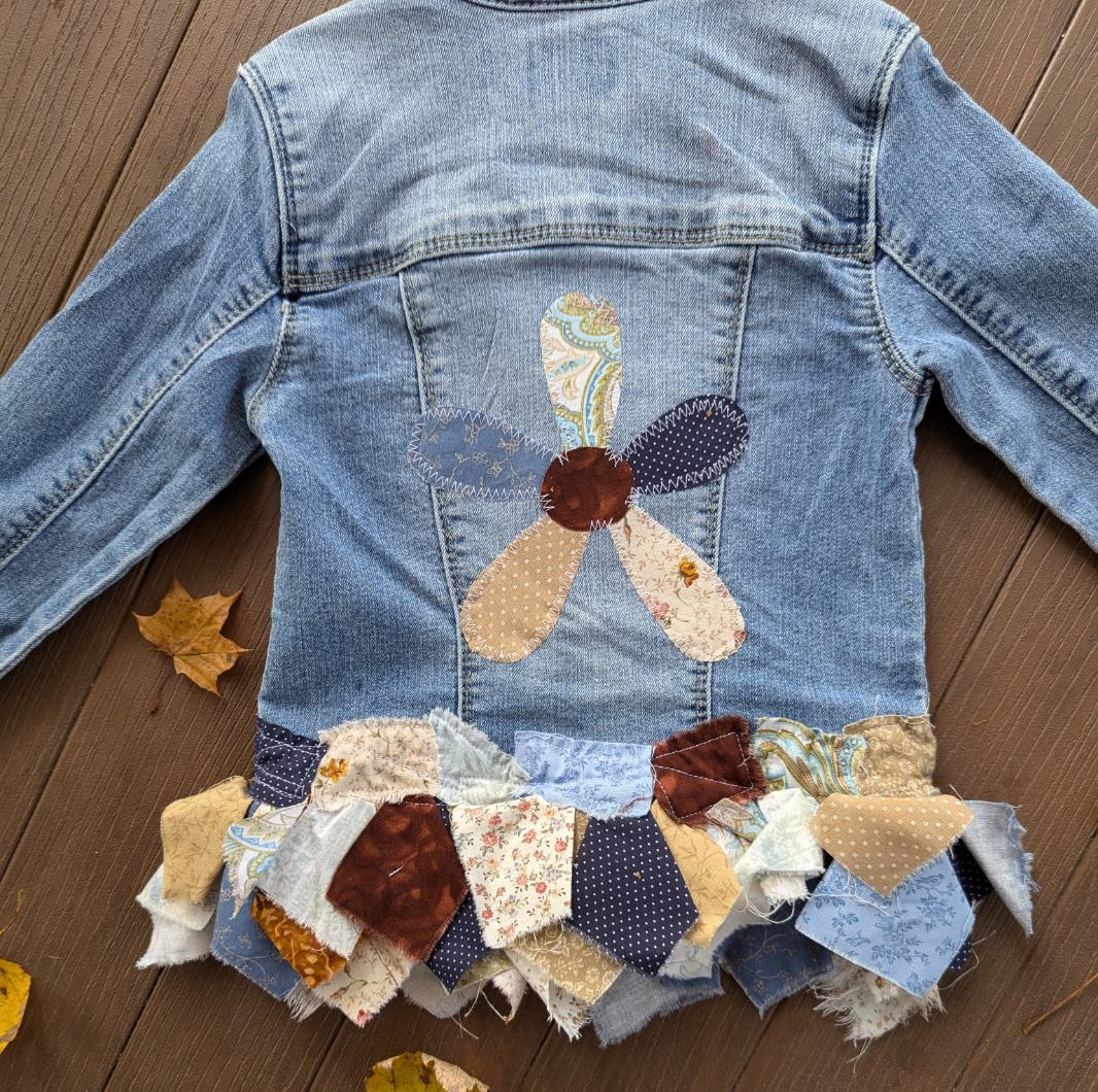 Bohemian Denim Jacket, Fall Neutral Colors, One of a Kind Upcycled Boho ...
